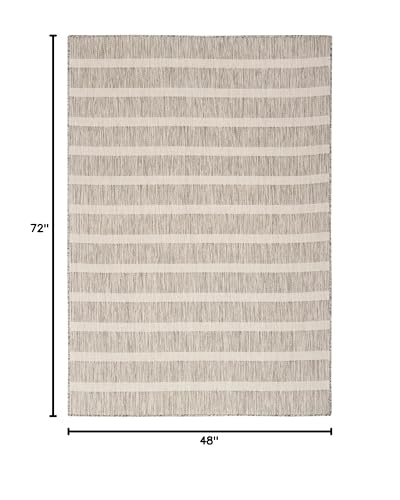 Nourison Positano Indoor/Outdoor Grey Ivory 4' x 6' Area -Rug, Easy -Cleaning, Non Shedding, Bed Room, Living Room, Dining Room, Deck, Backyard, Patio (4x6)
