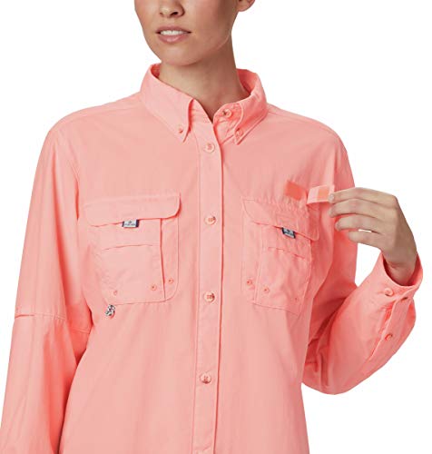 Columbia Women's PFG Bahama II Long Sleeve Shirt, Tiki Pink, X-Small