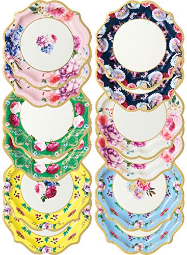 Talking Tables Truly Scrumptious Pack of 12 Vintage Colourful Floral Paper Plates For Afternoon Tea, Garden Party, Birthday Wedding or Baby Shower, multicolor, size 8"""