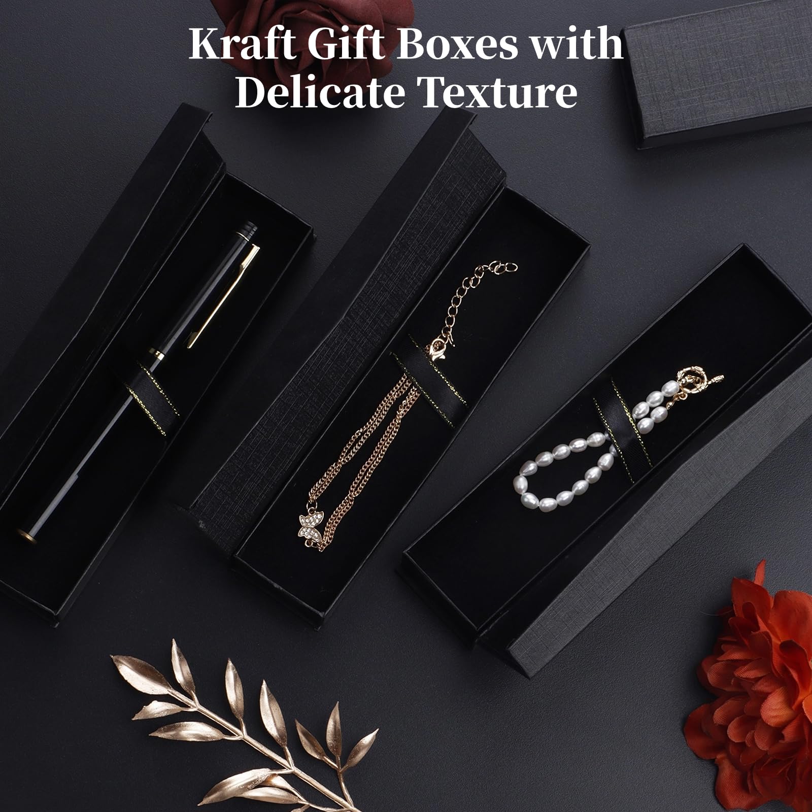 Pen Gift Boxes, 12Pcs Empty Kraft Paper Gift Boxes with Magnetic Closure, Ballpoint Pen Jewelry Gift Boxes with Cushion, Empty Present Collection Paper Gift Cases for Birthday Business Gifting