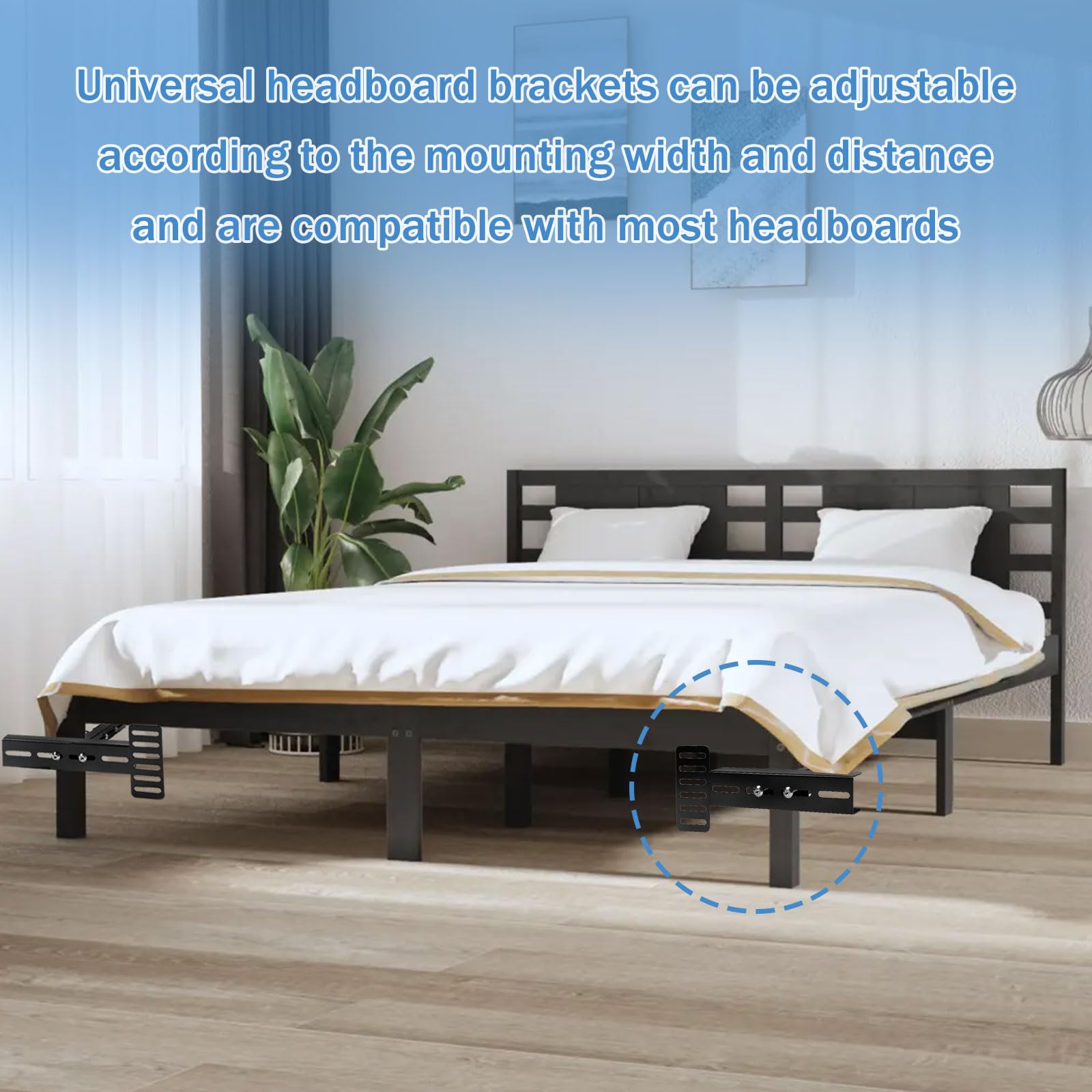 Headboard Brackets Kit for Adjustable Bed Base, Headboard Wall Mounting Brackets, Footboard Attachment for Bed Metal Frame, Headboard Extension Adapter Kit for Twin Full Queen King Size Bed