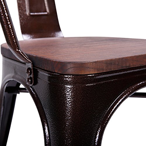 COSTWAY Metal Dining Chair Tolix Style Indoor Outdoor Use Armchair Stackable Bistro Cafe Chair Stackable Armchair, Set of 2