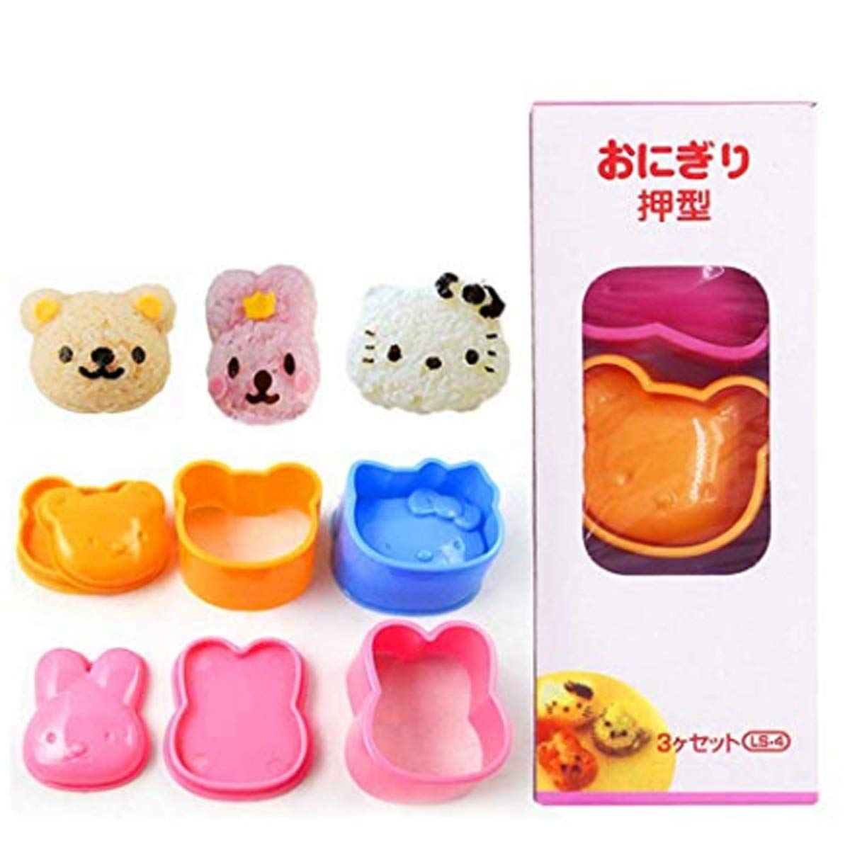 Halloluck 3 Pack DIY Sushi Rice Decorating Mold Picnic Kitchen Animal Mold Rice Mold Shaper Bento Accessories