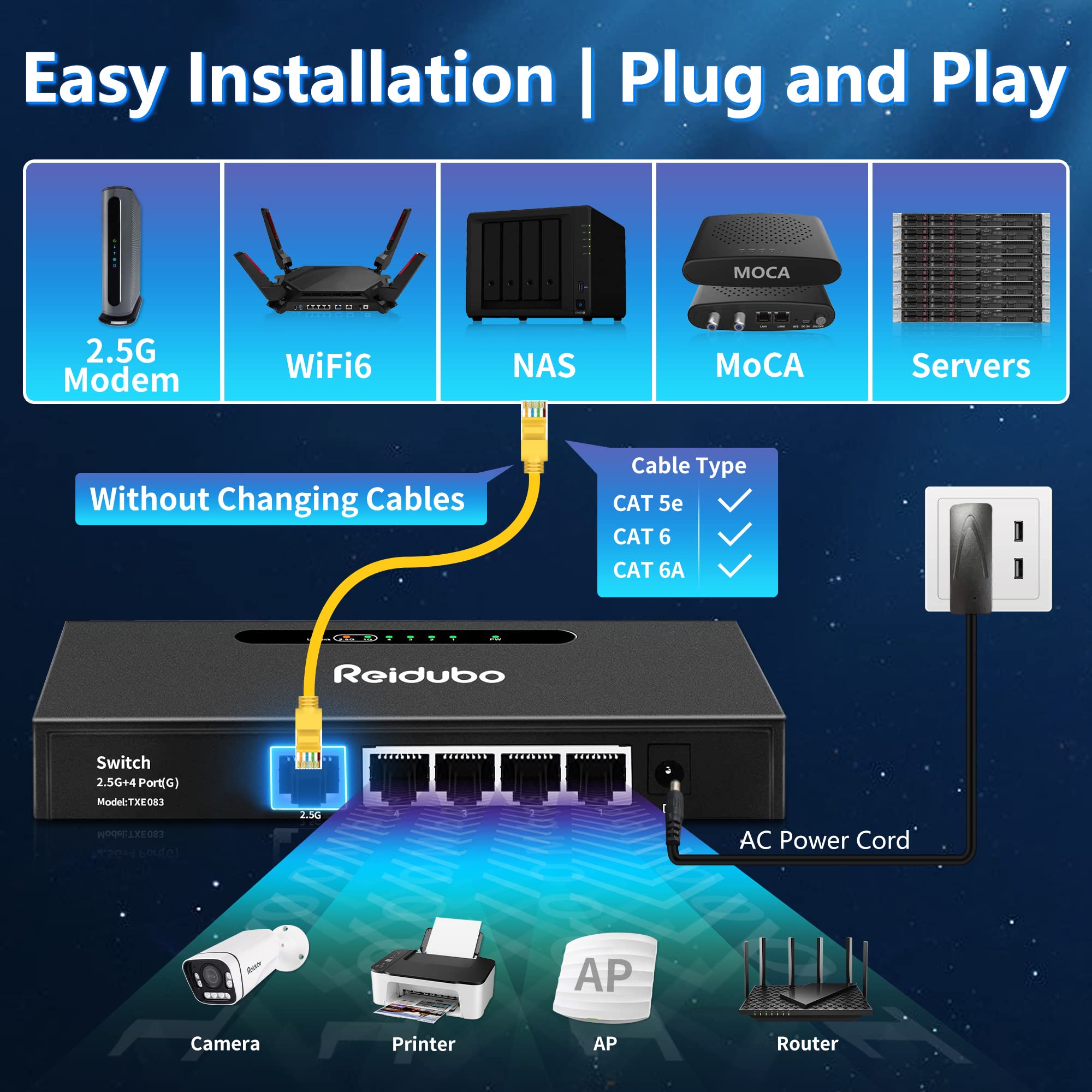 Reidubo 5/8/6/10/18 Port gigabit Switch… (5 Port Gigabit Switch)
