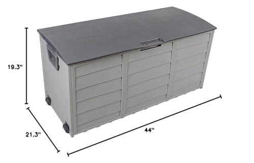 Gerrit All Weather UV Pool Deck Box Storage Shed Bin Backyard Patio Outdoor w/Wheel