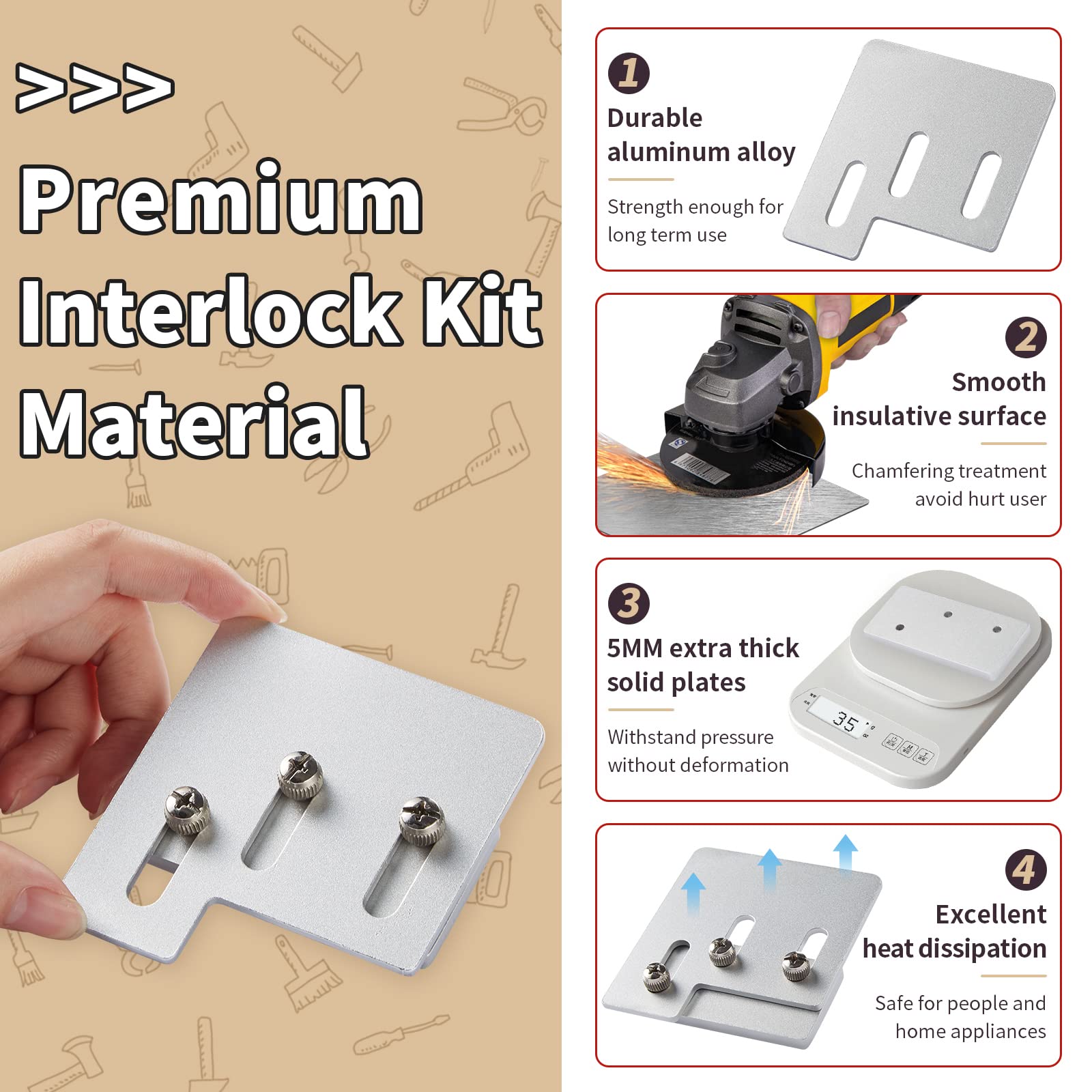 Generator Interlock Kit Compatible w/Square D QO & Homeline 150 or 200A Breaker Box, 1-3/8” Space on Main & Generator Circuit Panel, Safety Manual Lockout Transfer-Switch for Outdoor Portable Power