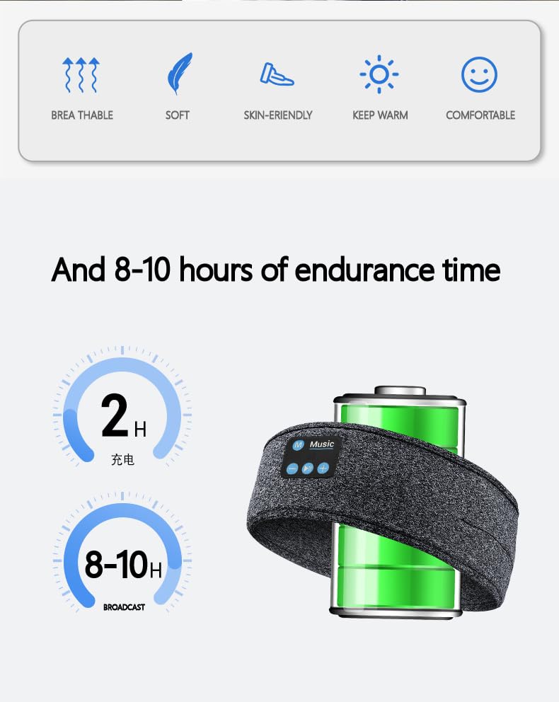 Headband Headphones Bluetooth Noise Cancelling for Side Bluetooth Headphones Stereo Speakers-Sports Wireless Earphones Upgrade Version