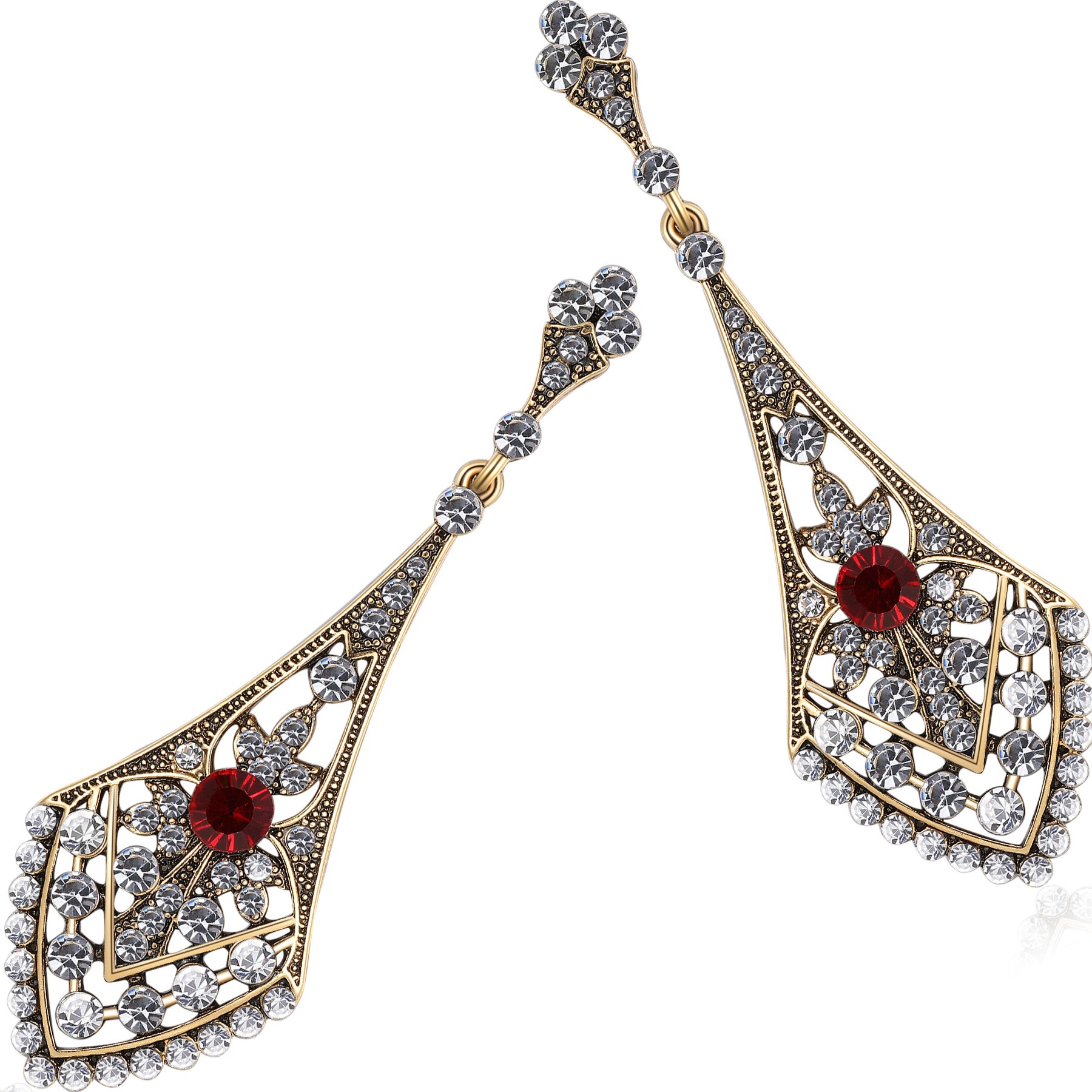 Coucoland 1920s Flapper Earrings Roaring 20s Great Gatsby Rhinestone Earrings (color-6)