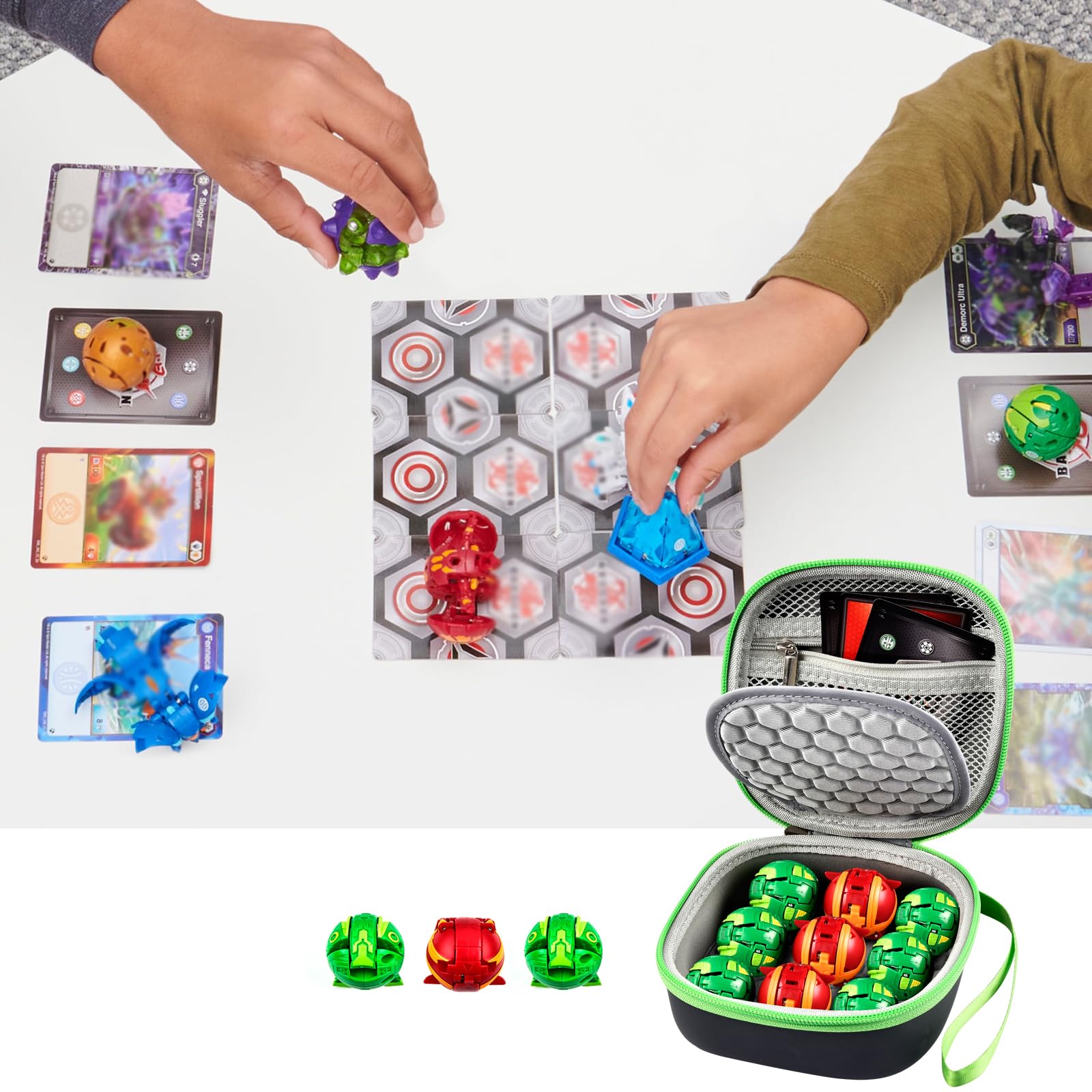 Toy Organizer Storage Case Compatible with Bakugan Figures, for BakuCores and Armored Alliance, Geogan Rising Battle Action Figure Carrying Storage Holder (Box Only) - Green