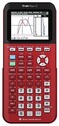 Texas Instruments TI-84 Plus CE Radical Red Graphing Calculator (Renewed)