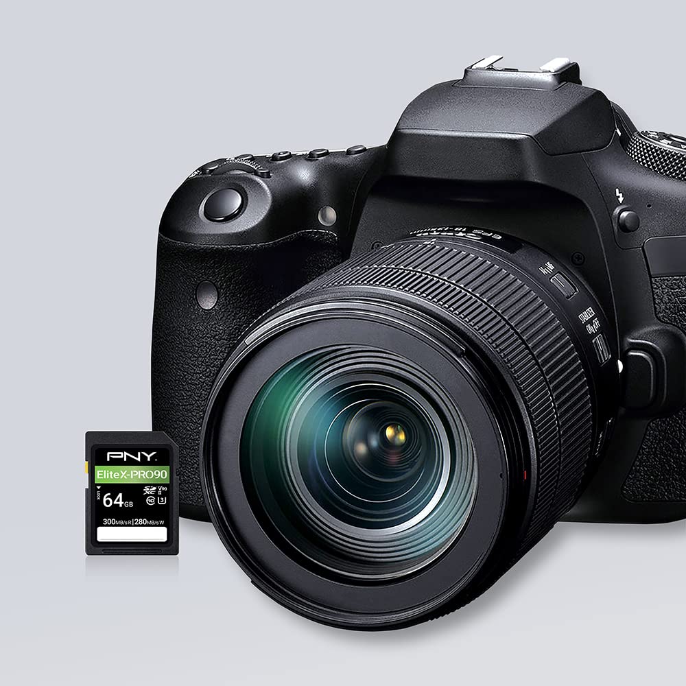PNY 64GB EliteX-PRO90 UHS-II SDXC Memory Card – R300MB/s W280MB/s, U3, V90, 8K UHD, Full HD, UHS-II for Professional Photographers & Content Creators, DSLR, Mirrorless Cameras, Advanced Video Cameras