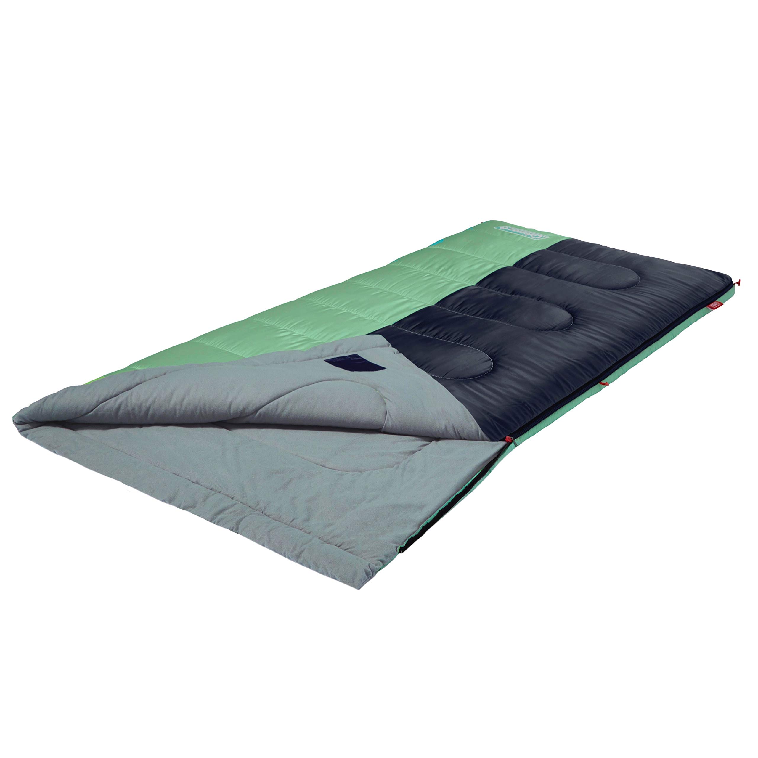 Coleman Biscayne Big & Tall Warm-Weather Sleeping Bag, 40°F Camping Sleeping Bag for Adults, No-Snag 2-Way Zipper for Ventilation with Stuff Sack Included, Fits Adults up to 6ft 4in Tall