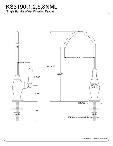 Kingston Brass KS3191NML Magellan Water Filtration Faucet, Polished Chrome, 10.81 x 4.63 x 1.75