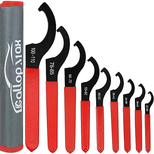 GallopMax 9Pcs Coilover Spanner Wrench Set, Universal Spanner Wrenches Motorcycle Shock Wrench Adjustable Carbon Steel Coil Over Adjustment Tool (Red)