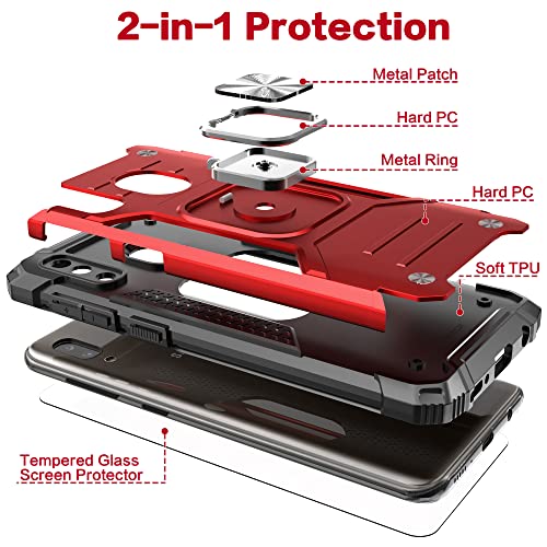 IDYStar Galaxy A20 Case with Screen Protector, Galaxy A30 Case, Shockproof Drop Test Cover with Car Mount Kickstand Lightweight Protective Cover for Samsung Galaxy A20/A30, Red