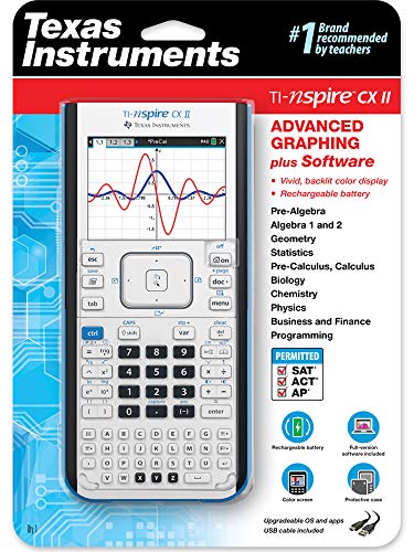 Texas Instruments TI-Nspire CX II Color Graphing Calculator with Student Software (PC/Mac) & TI-Nspire CX II CAS Color Graphing Calculator with Student Software (PC/Mac)