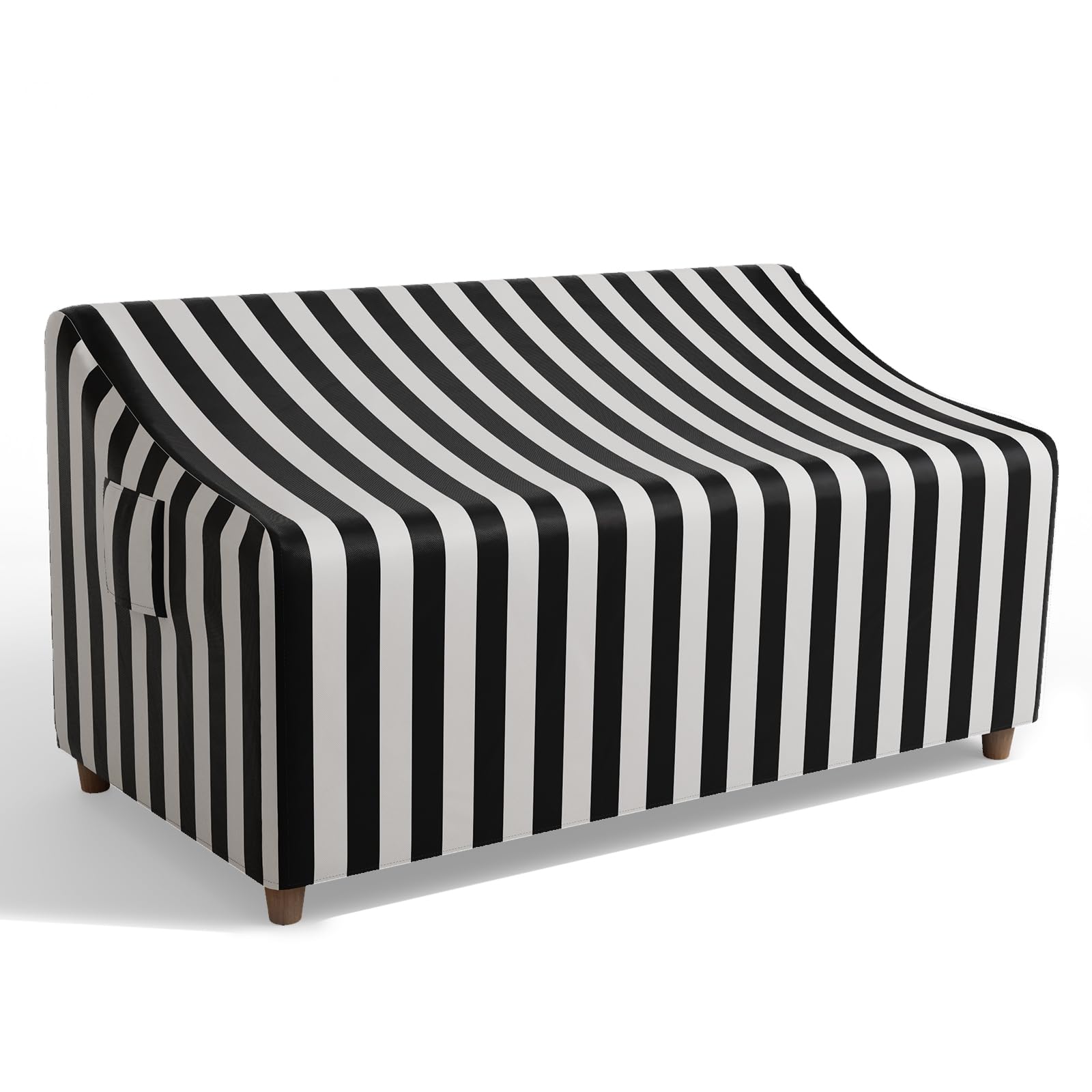Hptmus Patio Furniture Covers - Patio Sofa Covers 3-Seater Outdoor Furniture Cover Waterproof Heavy Duty Outdoor Patio Furniture Covers Patio Couch Cover, 79" W x 37" D x 35" H/Black&White Stripe