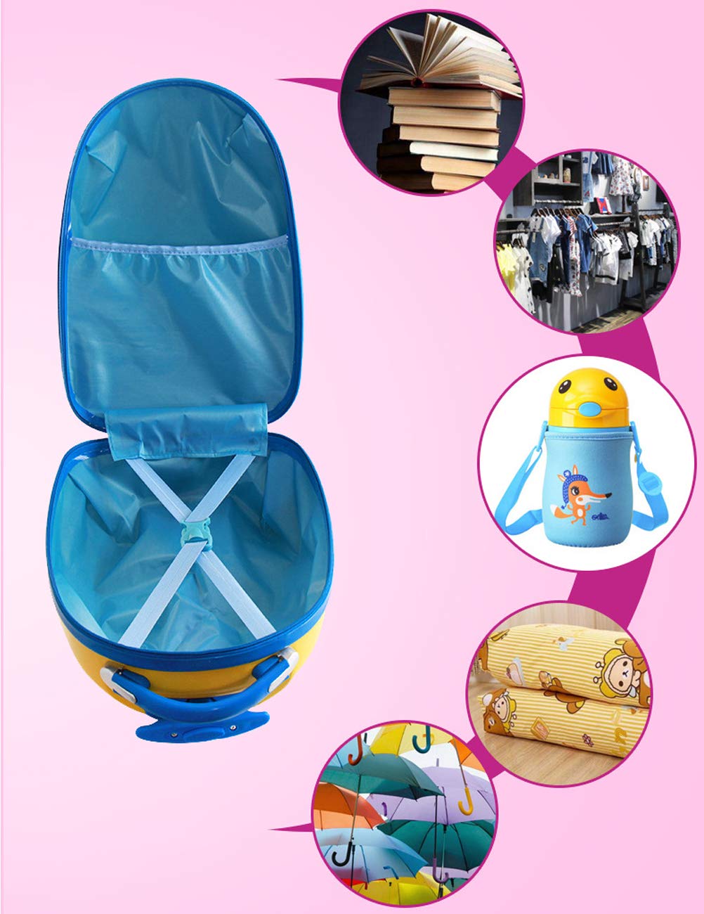 CUSALBOY Frozen 16 Inch Luggage Hard Side Spinner Suitcase Carry on Luggage Rolling (blue spider)