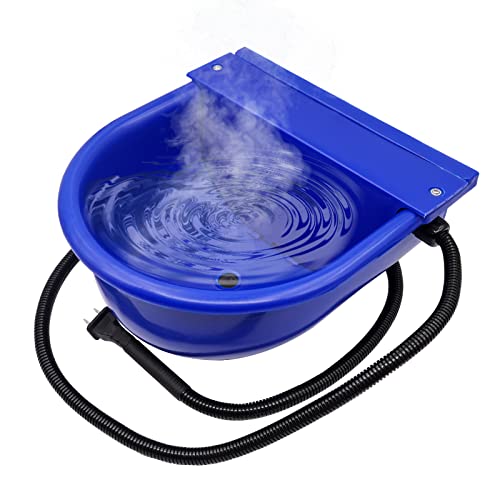 MUDUOBAN Water Bowl Heater with Float Valve Automatic Heated Animal Drinking Water Bowl Large Capacity for Goat Horse Cattle Pig Sheep Pet Dog (Blue)