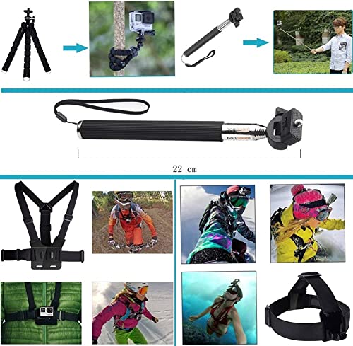 TANSUO 13-in-1 Accessories for Gopro, Action Camera Accessory Kit Compatible with GoPro Hero 11 10 9 8 Max 7 6 5 4 Black SJ4000 and Other Sports Cameras