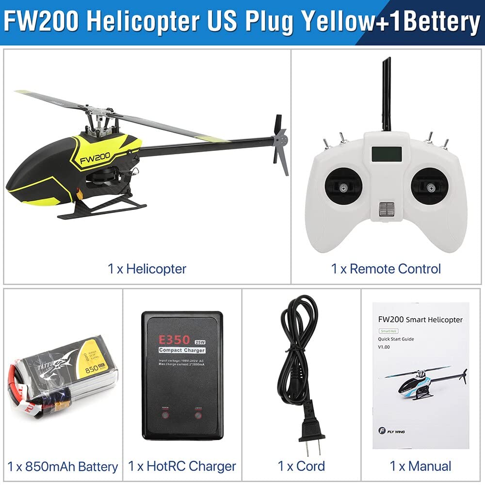 FW200 FLYWing Hobby RC Helicopter RTF 3D APP Adjust Automatic Return Brushless Remote Control with Charger Omnidirectional rc Plane