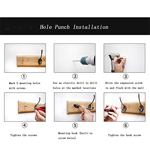 Spotact Wall Mounted Coat Rack Rustic 19.29*2.99*1.97 Inch Wooden Wall Hanger Heavy Duty Hanging Dual Hooks for Jacket Hat Towel Purse Bag for Bedroom Bathroom Entryway (5 Hooks, Cherry Wood Color)