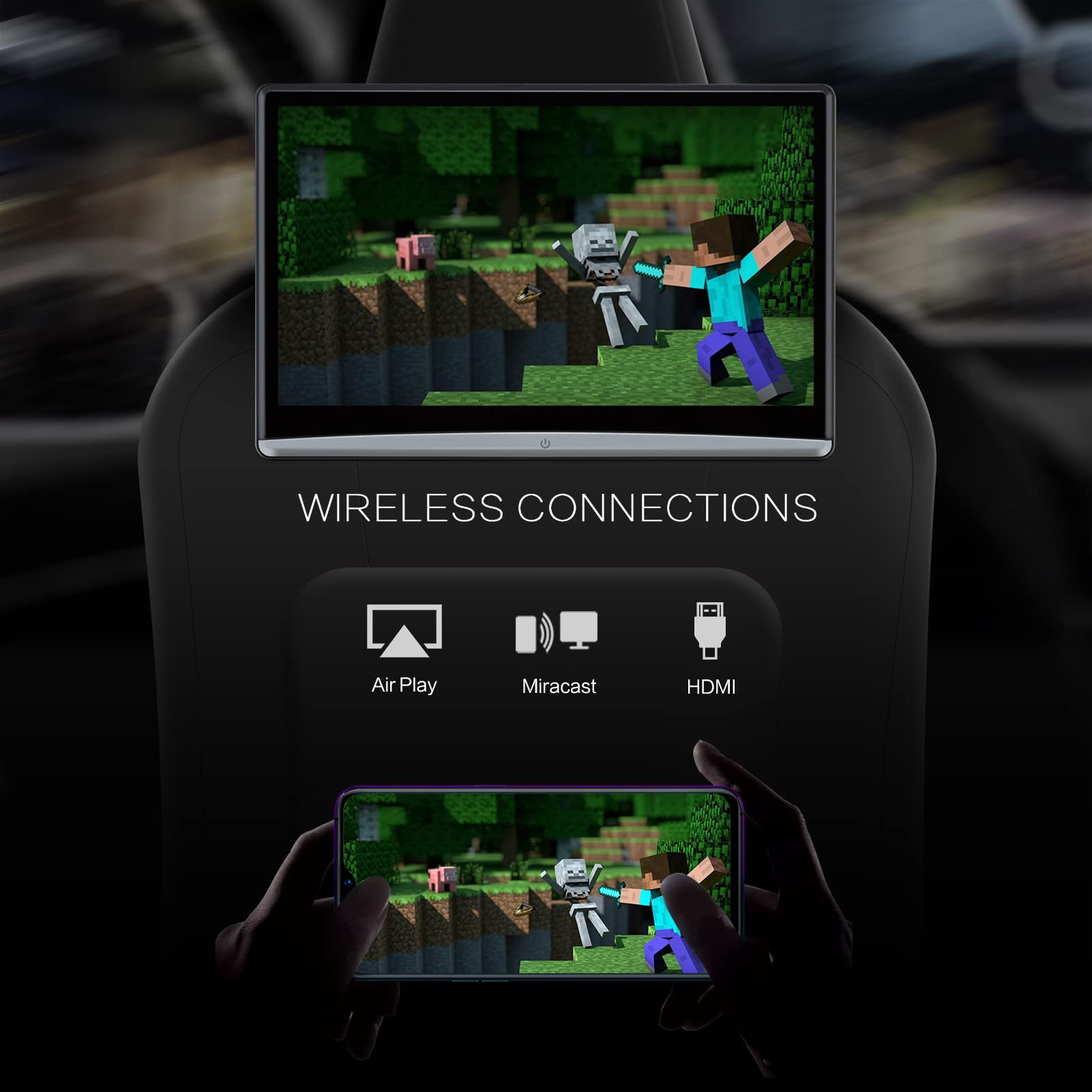 DDAUTO 12.4" Android 10 Car Headrest Video Player with 2.4G/5G WiFi TV Monitor Touch Screen, Support Netflix Youtube Sync Screens Phone Mirroring Bluetooth FM USB-DD125S