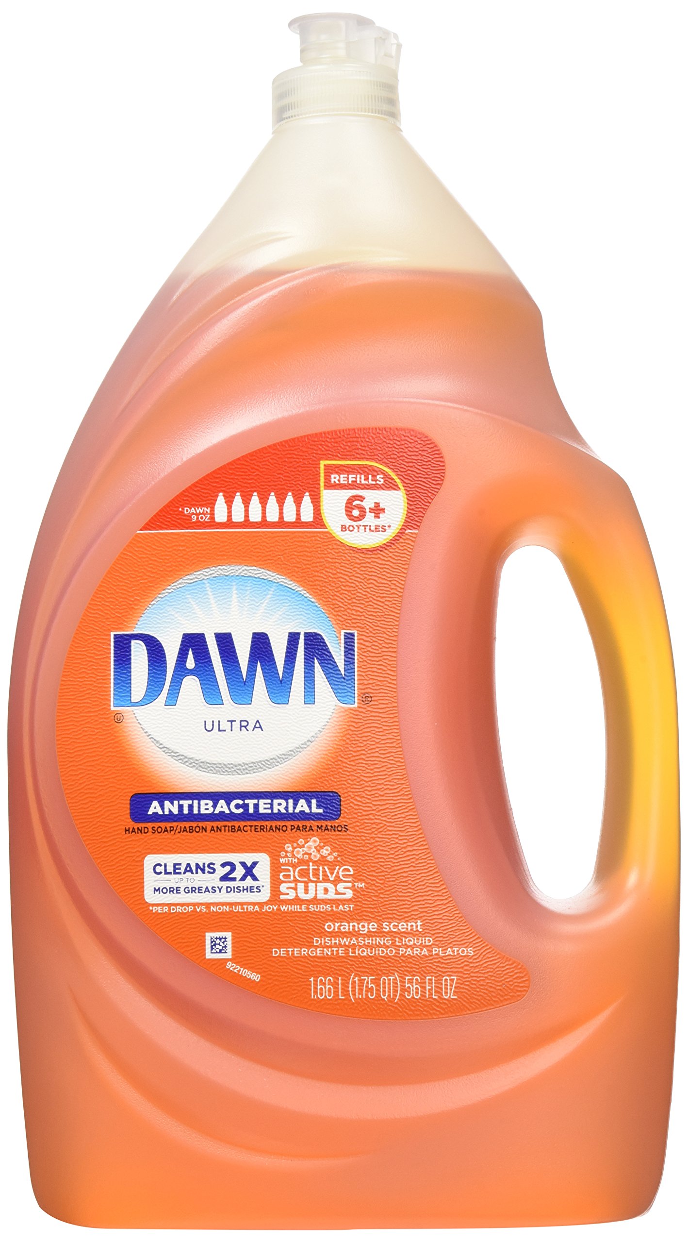 Dawn Ultra Concentrated Antibacterial Hand Soap Dishwashing Liquid Refill, Orange Scent, 56 Ounce