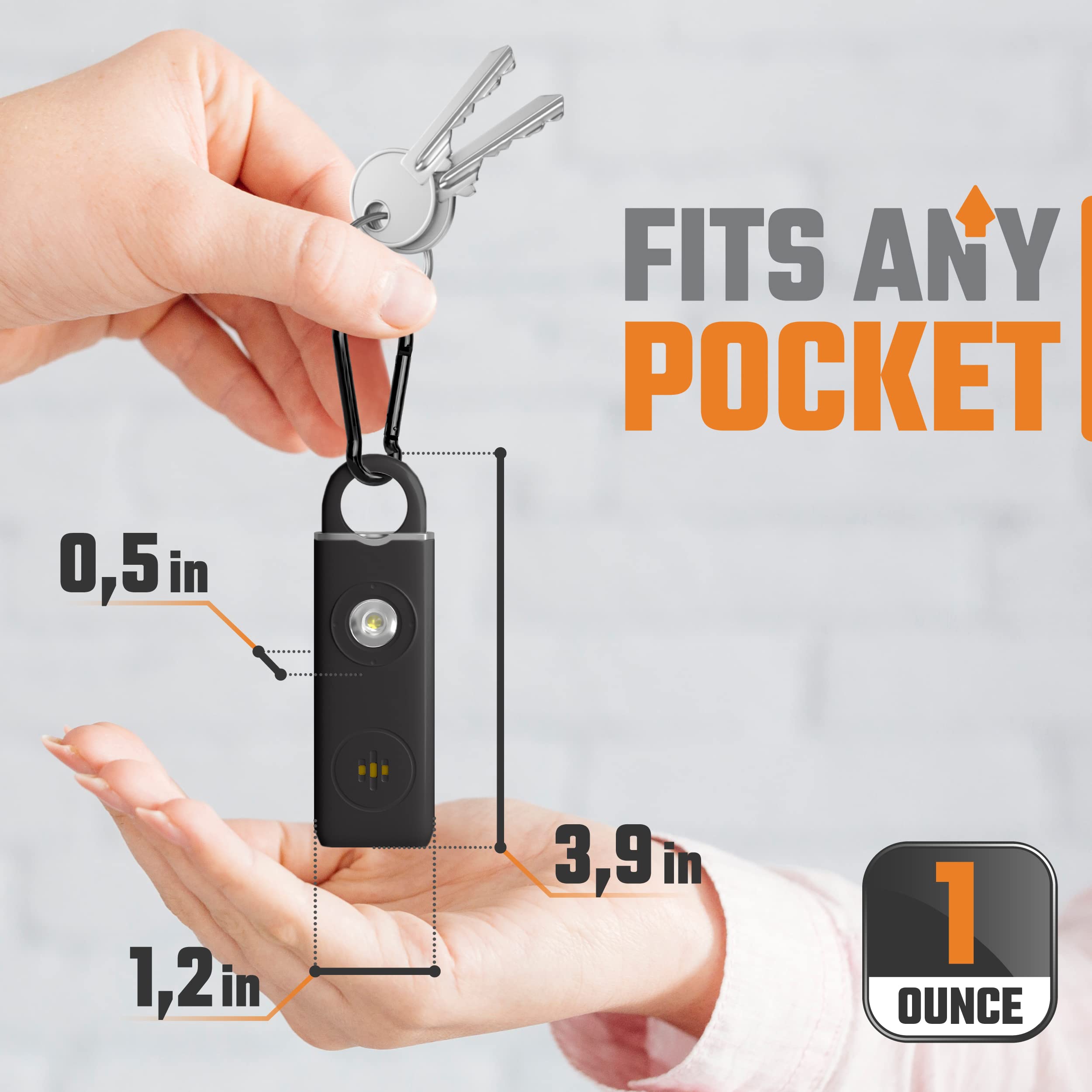Personal Safety Alarm Keychain for Women Protection β USB Rechargeable 130 dB Self Defense Siren Panic Key Chain with Light and Low Battery Notice by WETEN (Black)