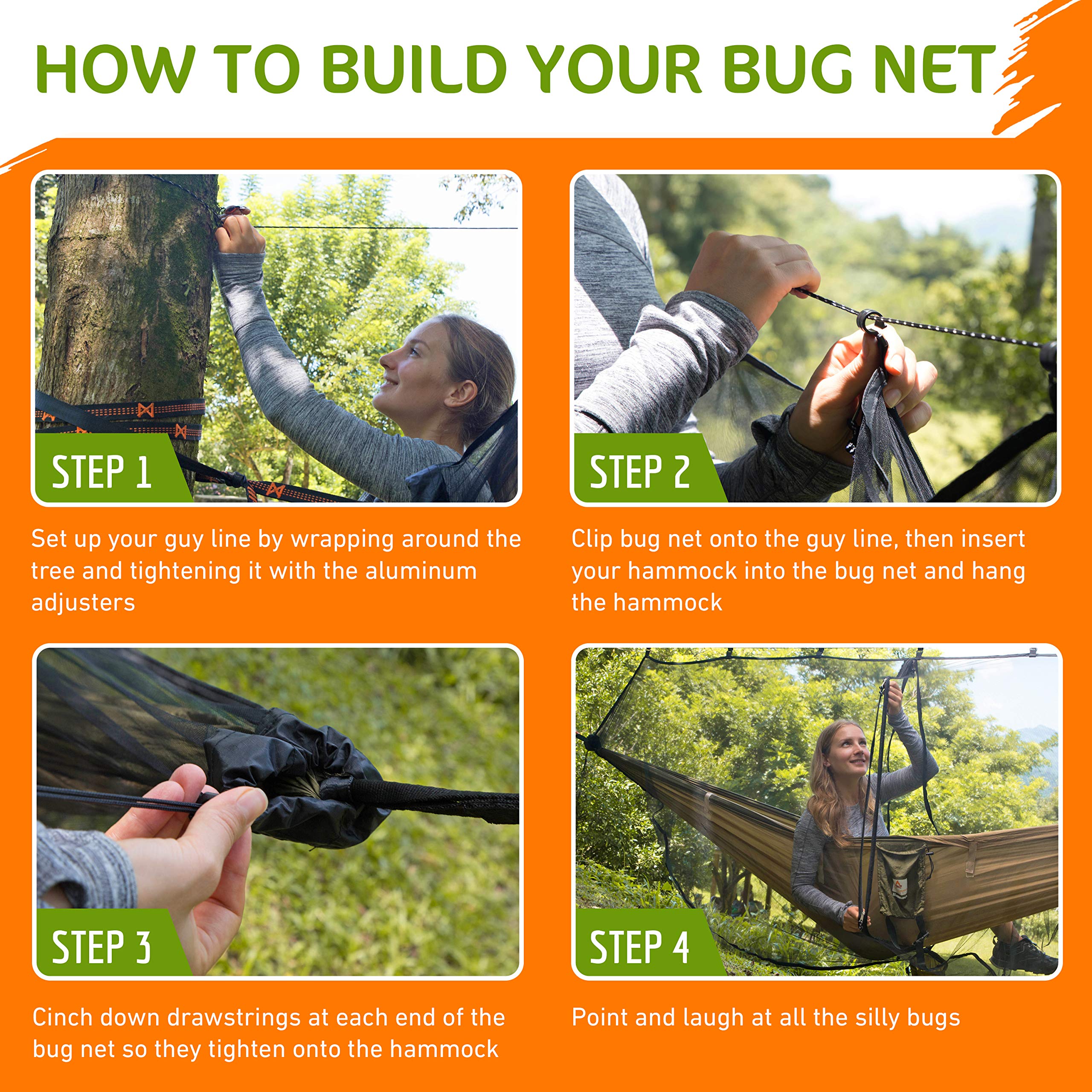 Cushy Camper Premium Hammock Mosquito Net - Portable Backpacking Protection - 11ftx4ft10 Hammock Bug Net Keeps Out Mosquitoes and Keeps You Cool - Mosquito Net for Hammock - Ultralight Camping Shelter