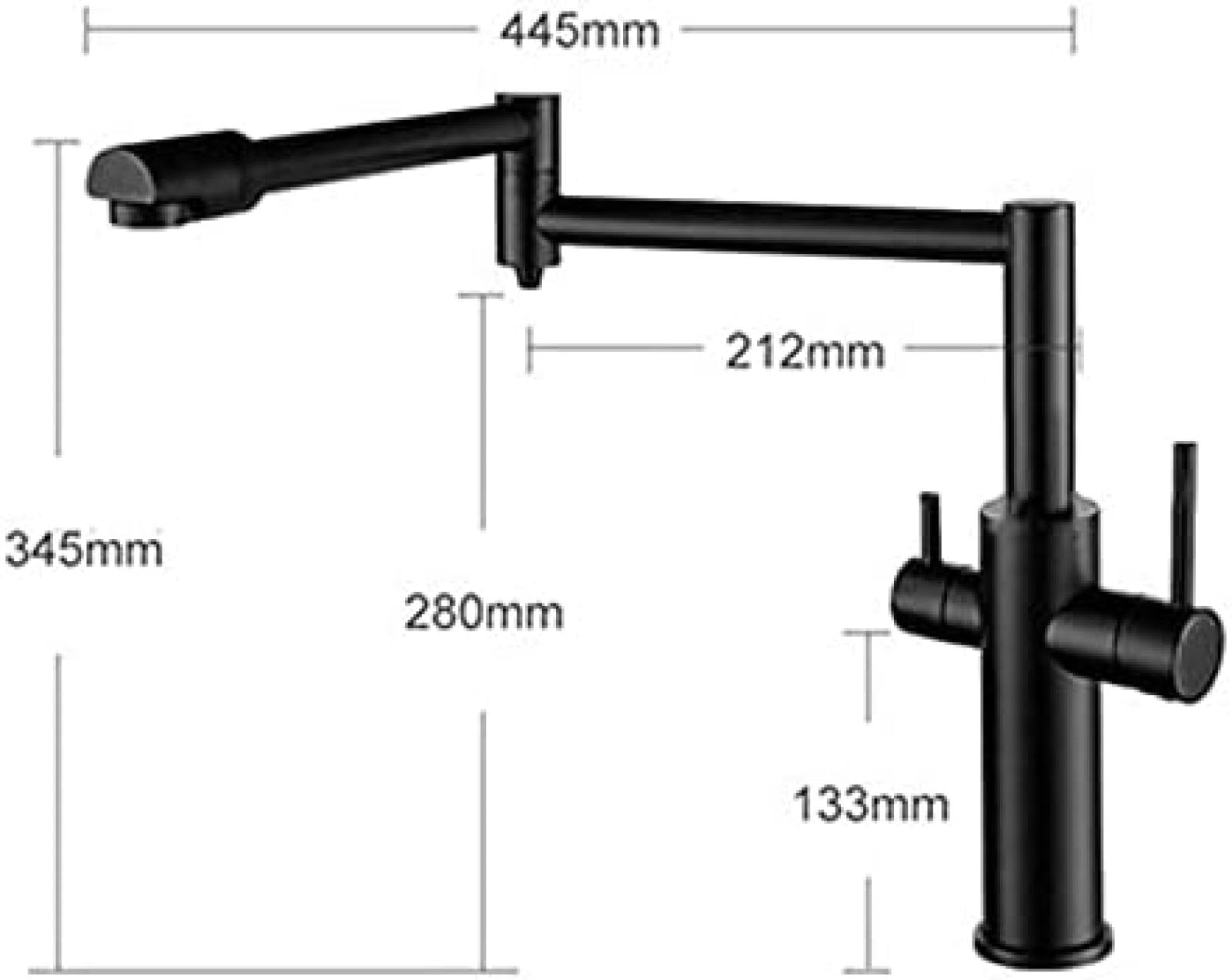 CRJUS Kitchen Taps Filter Foldable 3 Way Kitchen Tap with Water Filter Way Black Sink Mixer Tap Drinking Purifier Water Tap