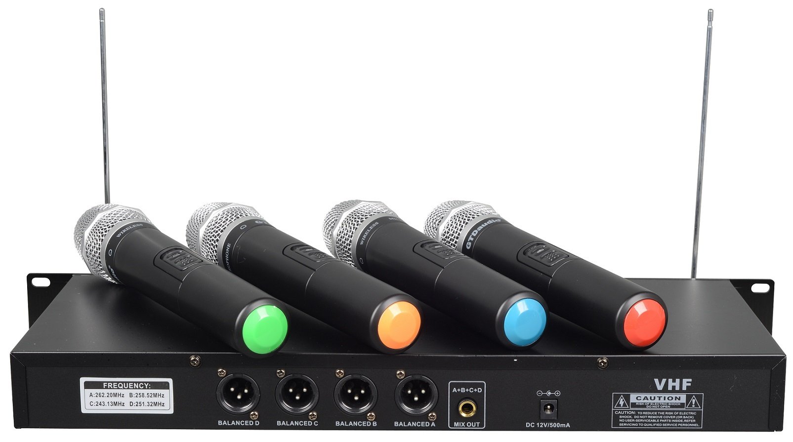 GTD Audio 4 Handheld Wireless Microphone Cordless mics System, Ideal for Church, Karaoke, Dj Party, Range up to 300 ft,