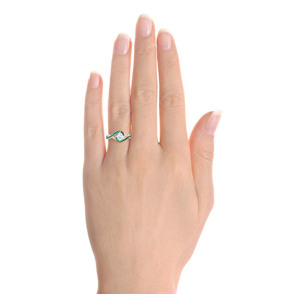 Czjewelry Rose Gold Plated 2-Tone Princess Cut Wedding Engagement Ring Anniversary Propose Eternity Bridal Halo
