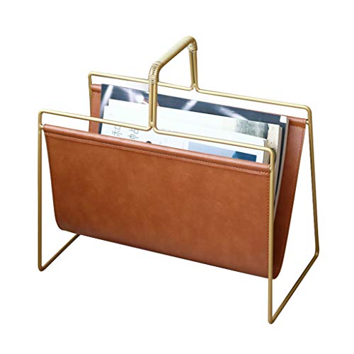 Magazine Rack Metal Small Bookshelf Shelf Floor Magazine Rack Desktop Storage Basket Information Magazine Storage Rack (Color : Brown, Size : 40.520.336cm)