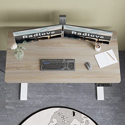 Radlove Electric Standing Desk, Height Adjustable Computer Desk Sit Stand Desk Home Office Desks with Splice Board and A Under Desk Cable Management Tray (Light Oak, 48 x 24'')