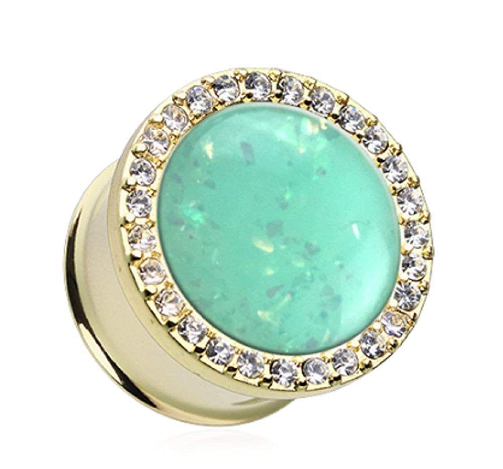Covet Jewelry Golden Mint Opal Elegance Multi-Gem Ear Gauge Plug (7/16" (11mm))