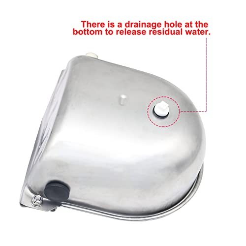Stainless Steel Automatic Livestock Waterer Dog Waterer Bowl Upgraded Bottom Drain Hole With Water Hose (3/4'') and Float Valve and Two Expansion Screws, for Cattle Horse Goat Sheep Animals Pet