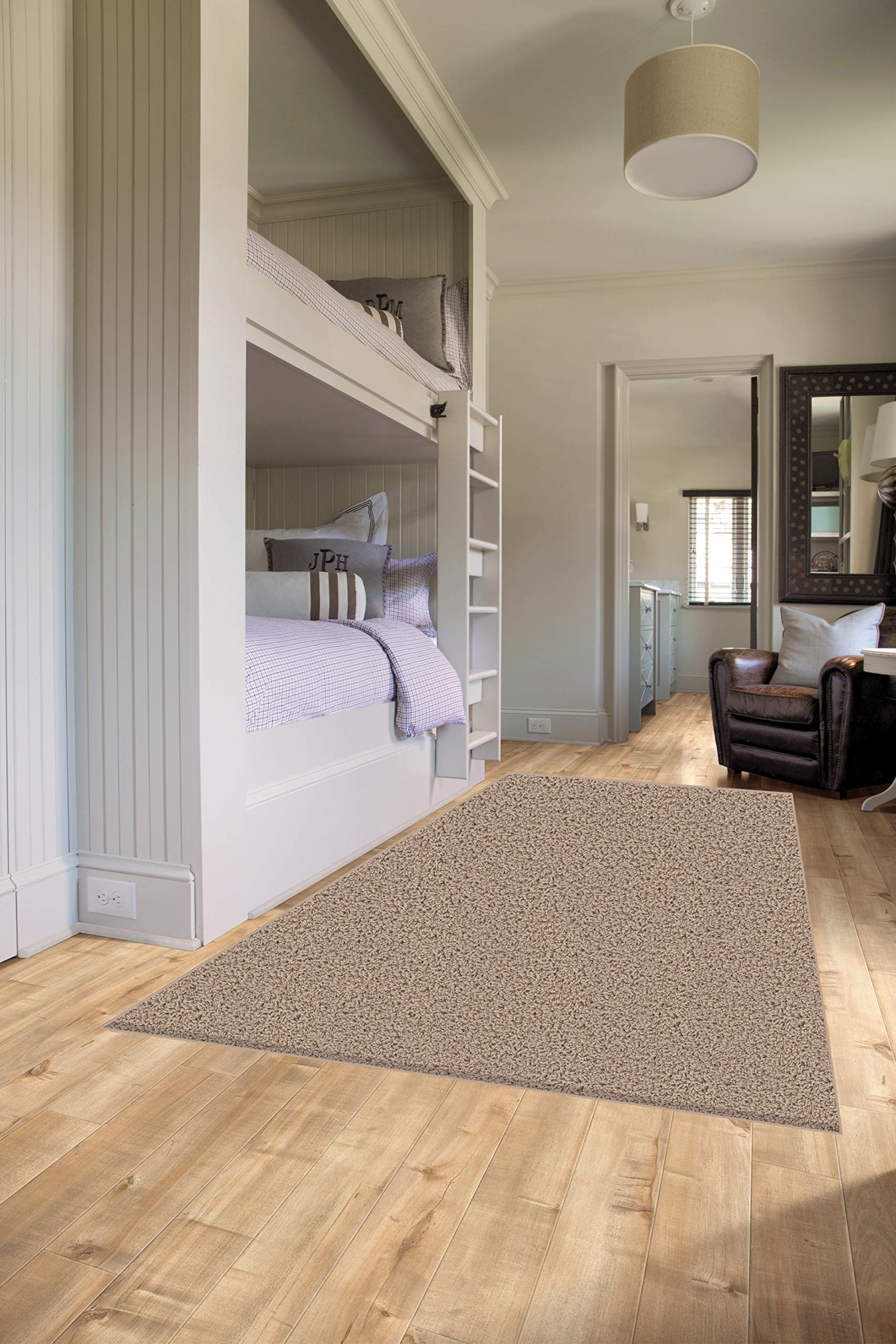 KOECKRITZ 9’x12’ Beige Area Rug. Frieze Plush Textured Carpet for Residential or Commercial use. Approximately 1/2" Thick with Binding.
