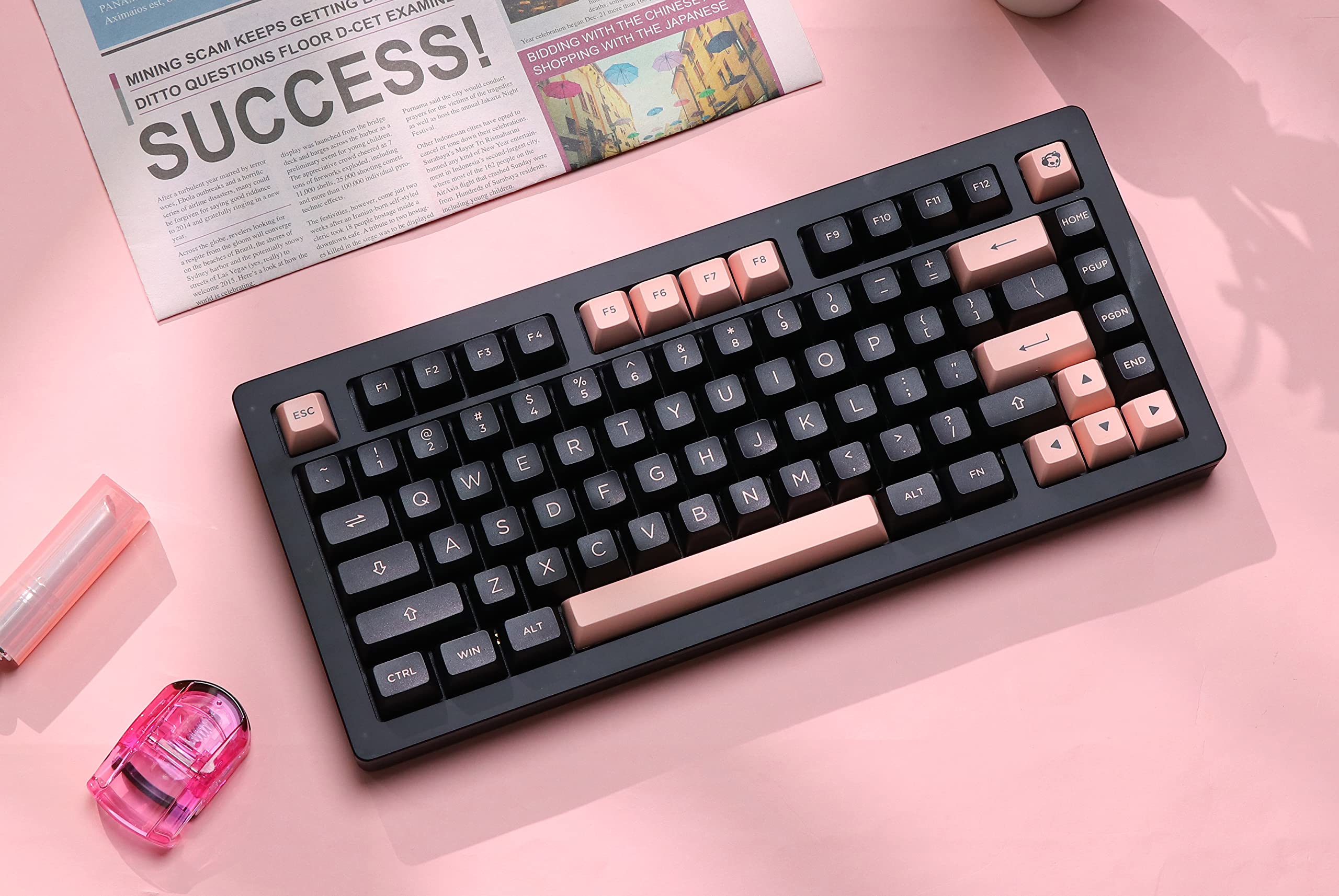 EPOMAKER AKKO ACR PRO 75S Black Pink 81 Keys Gasket Mount Hot Swappable Wired Mechanical Gaming Keyboard, PC Plate, Poron/EVA Foam, Acrylic CNC Case, Pre-lubed Stabilizer for Mac/Win