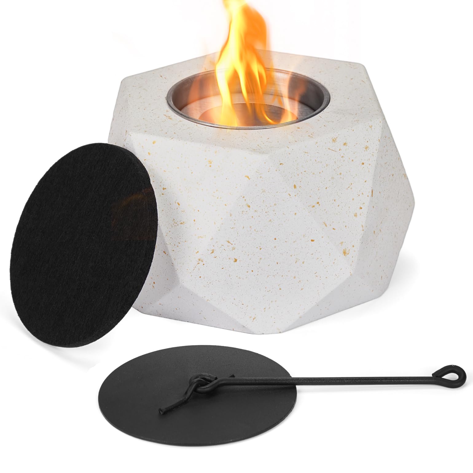 DEERFAMY Tabletop Fireplace, Small Ethanol S’mores Make Firepit, Portable Indoor Outdoor Table Top Fireplace, Long Burning Mini Fire Pit Bowl Smokeless for Housewarming Gift