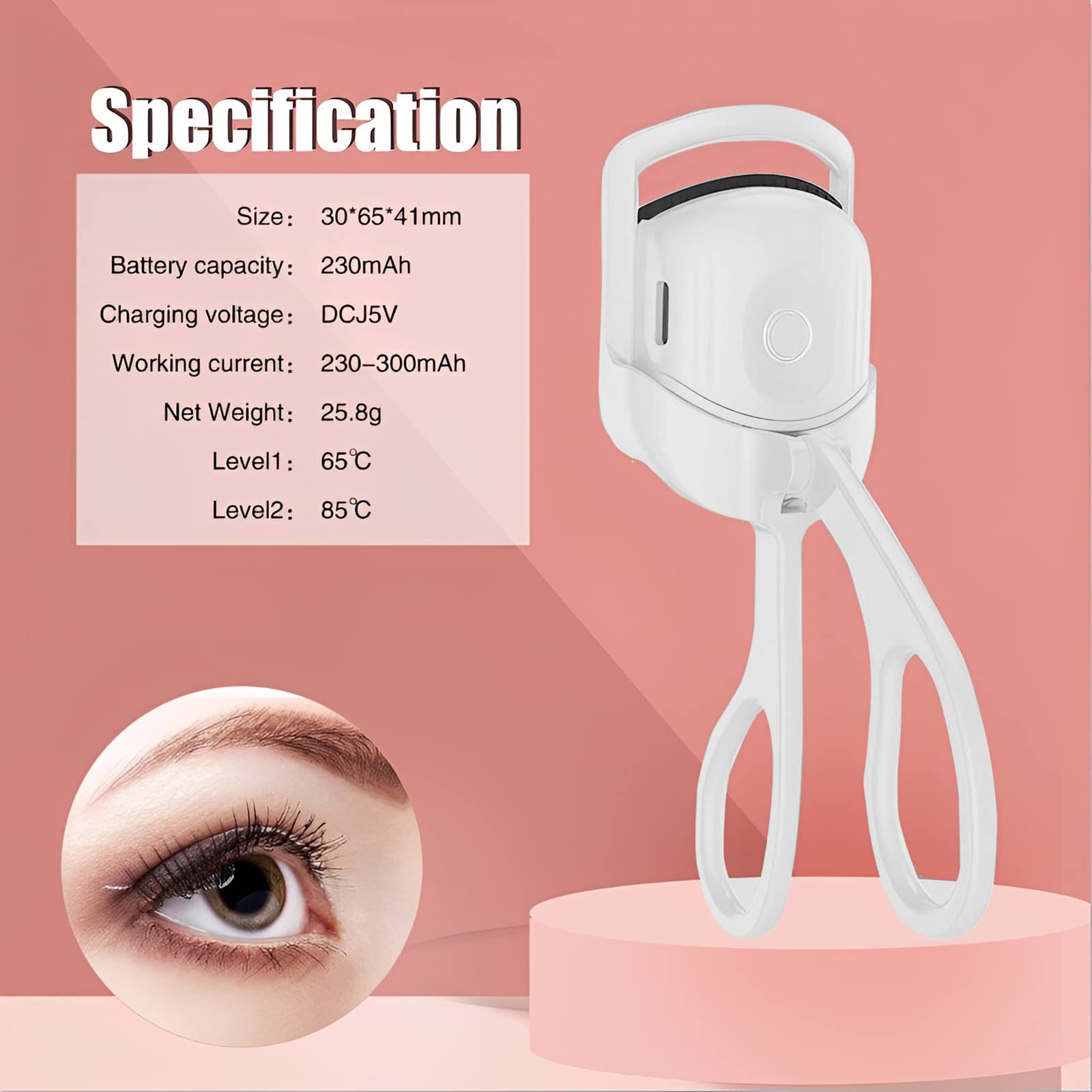 Heated Eyelash Curlers,Rechargeable Electric Eyelash Curler,Handheld Eyelash Heated Curler,2 Heating Modes with Sensing Heating Silicone Pad