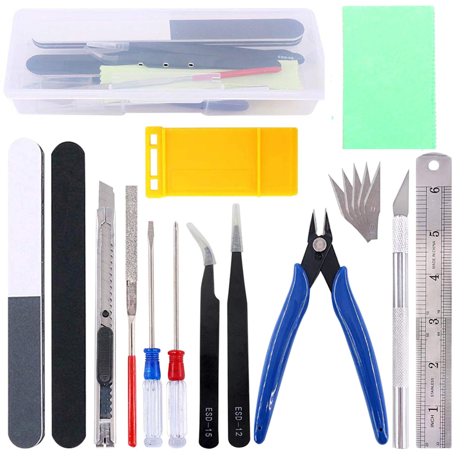 Esoca 18Pcs Gundam Model Tool Kit Gunpla Tools Gundam Modeler Basic Tool Set Bandai Tools fo Gundam Model Hobby Building Model Building
