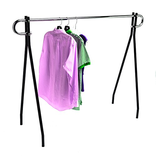 Only Hangers - Economy Single Rail Garment Rack - Low Cost Single Bar Black Beauty Clothing Rack Display Fixture - 54" Height x 60" Length