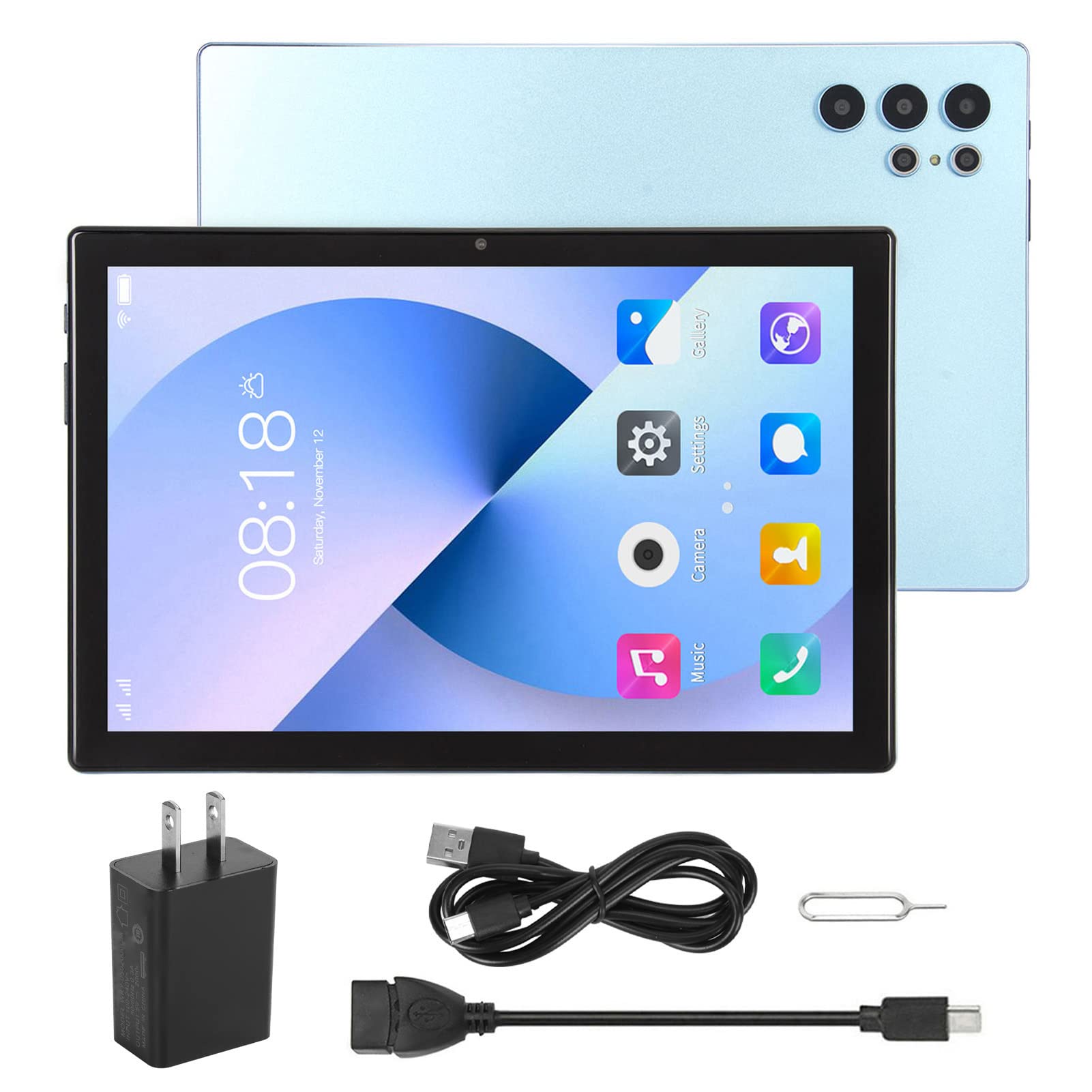 DAUERHAFT Tablet, WiFi Computer Tablet 100-240V US Plug 8 Core MT6753 CPU for Entertainment (Blue)