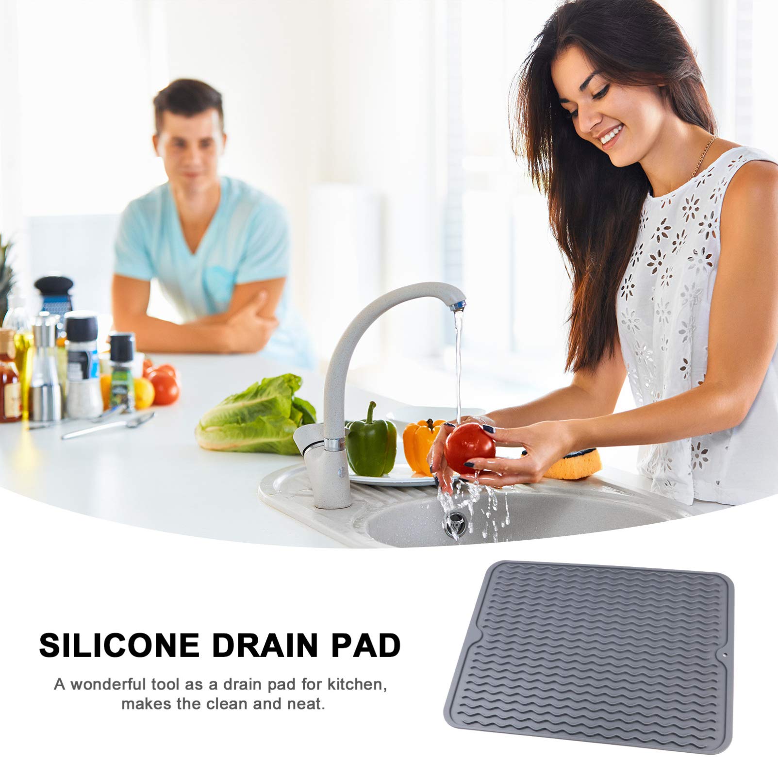 Hemoton 1pc Silicone Draining Mat countertop Dish Silicone Utensils Kitchen mat Silicone trivets Drain mat pad Silicone Drying mat Kitchen Dish Drying Mat Ripple Dish mat