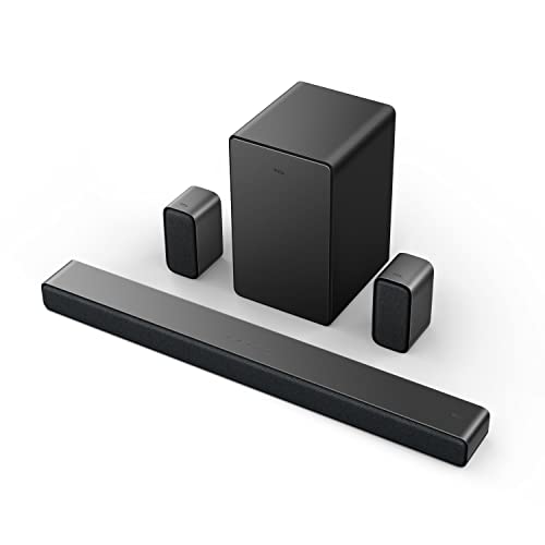 TCL 5.1ch Sound Bar with Wireless Subwoofer (Q6510, 2023 Model), Dolby Audio, DTS Virtual:X, 430W, Built-in Center Channel Speaker, 2 Rear Surround Sound Speakers, Wall Mount/HDMI Cable Included,Black