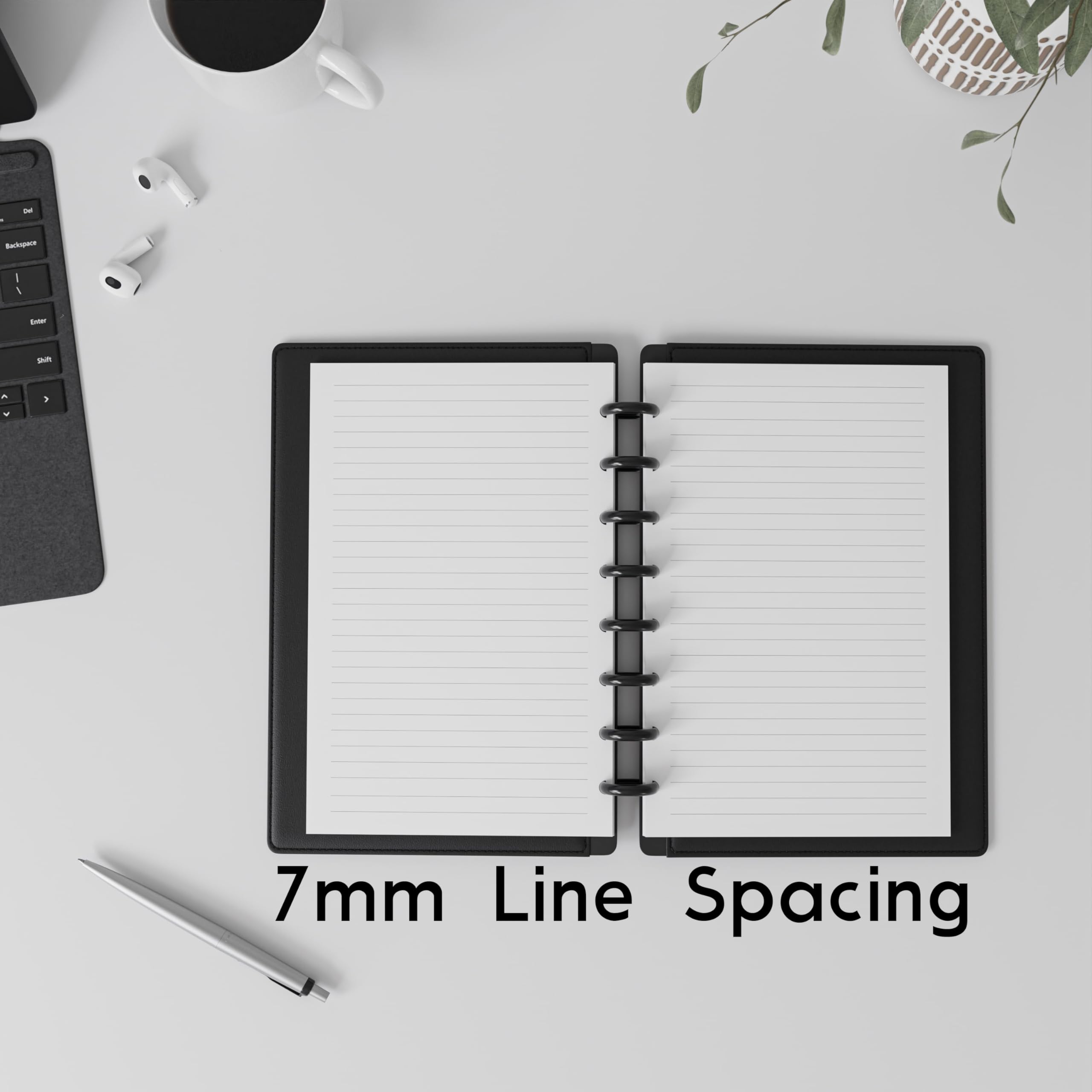Discbound Half-Letter Size Lined Paper Refill, 250 Sheets (500 Pages), 5.5 in. x 8.5 in., 100 GSM, Junior Size 8 Disc Notebooks