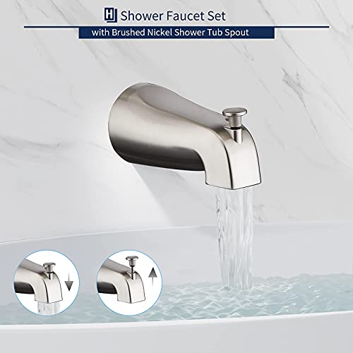 HOMELODY Shower Faucet with Tub Spout Brushed Nickel Shower Faucets Sets Complete 6 Inch Shower Head 5-Function Spray Shower Tub Kit Shower System with Single-Handle Shower Combo