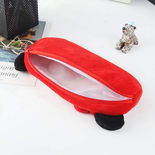 HSYHERE Creative Cute Lovely Funny Happy Animals Bear Frog Face Fruit Strawberry Watermelon Soft Stuffed Surface Clothes Zipper Pencil Box Pencil Case Pencil Holder Pouch Pen Bag - Strawberry Rabbit