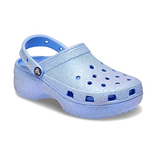 Crocs Women's Classic Platform Glitter Clog, Moon Jelly, 8
